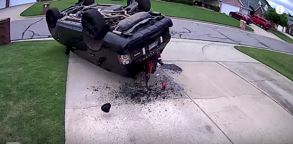Range Rover Tries To J-Turn but Rolls Over In His Own Driveway