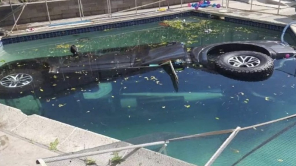 Brand New Raptor Goes Swimming In A Pool…With Grandma Inside
