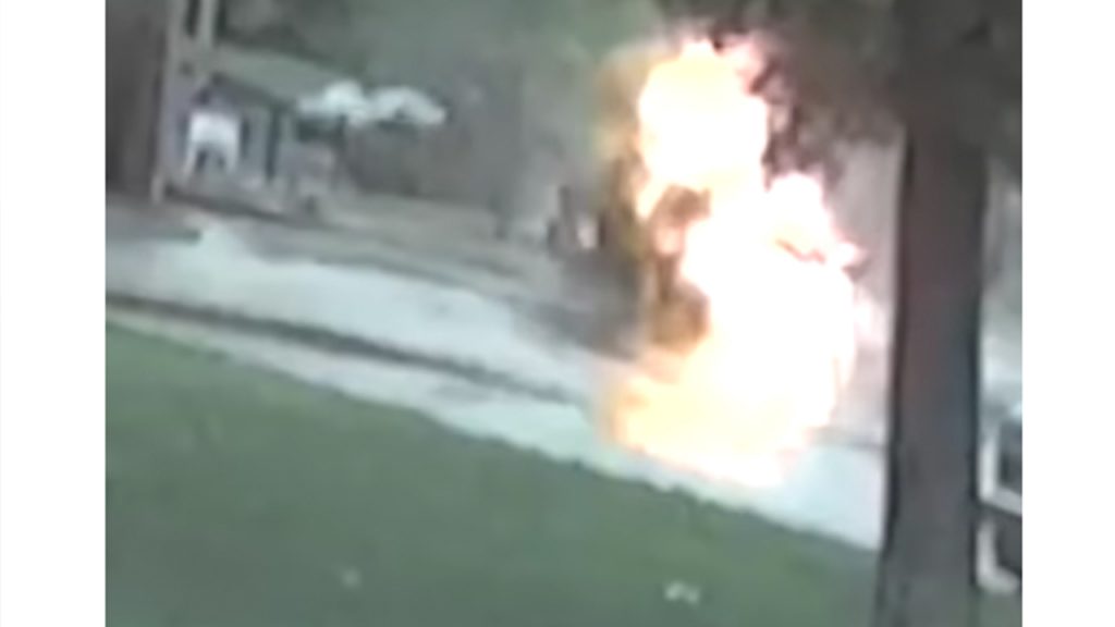 Security Camera Captures Moment SUV Carrying Propane Tank Explodes