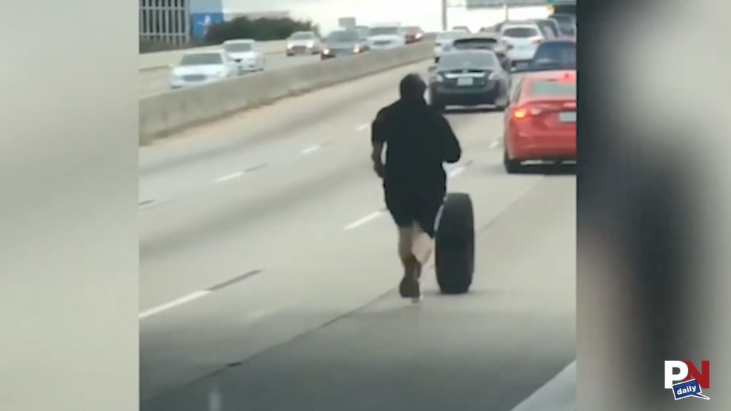 Man Was Seen Chasing A Tire Down The Interstate