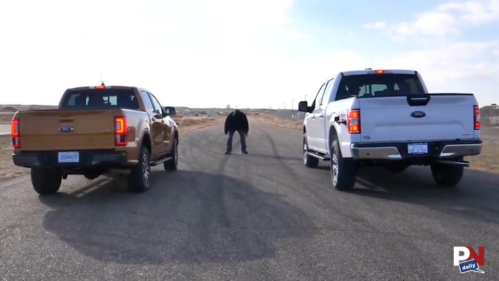 A Ford Ranger Takes On An F-150 In A Drag Race