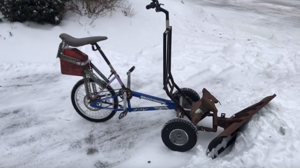 A Homebuilt Bicycle Snowplow Is The Answer To All Snow Problems A Homebuilt Bicycle Snowplow Is The Answer To All Snow Problems
