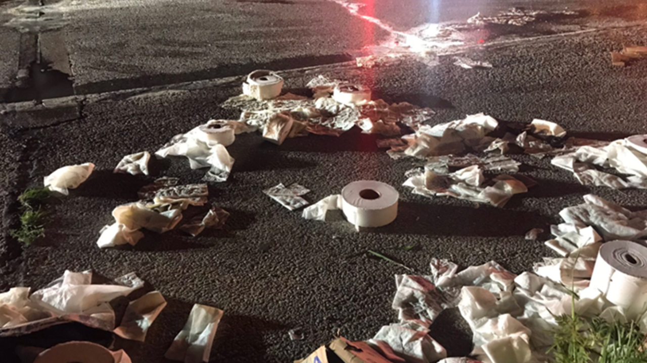 Semi Carrying Toilet Paper Catches Fire, Shuts Down Texas Highway