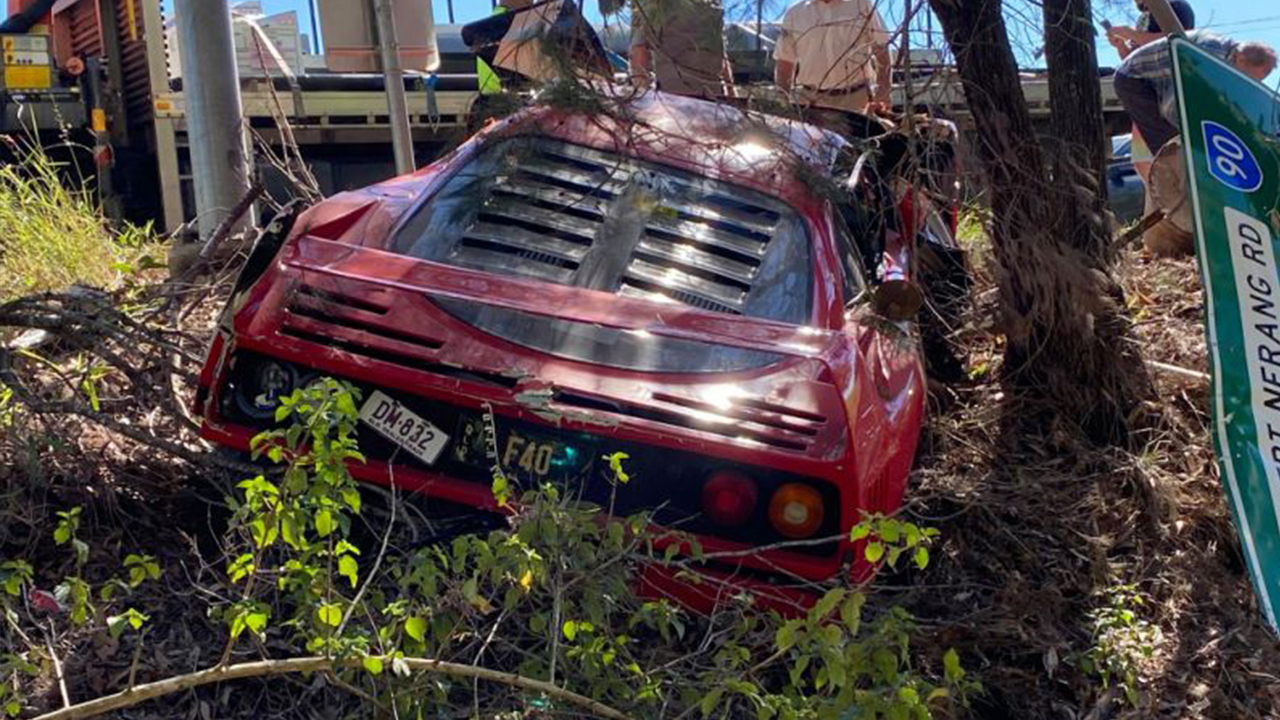 Driver Completely Destroys $2.3 Million Ferrari F40 In Accident