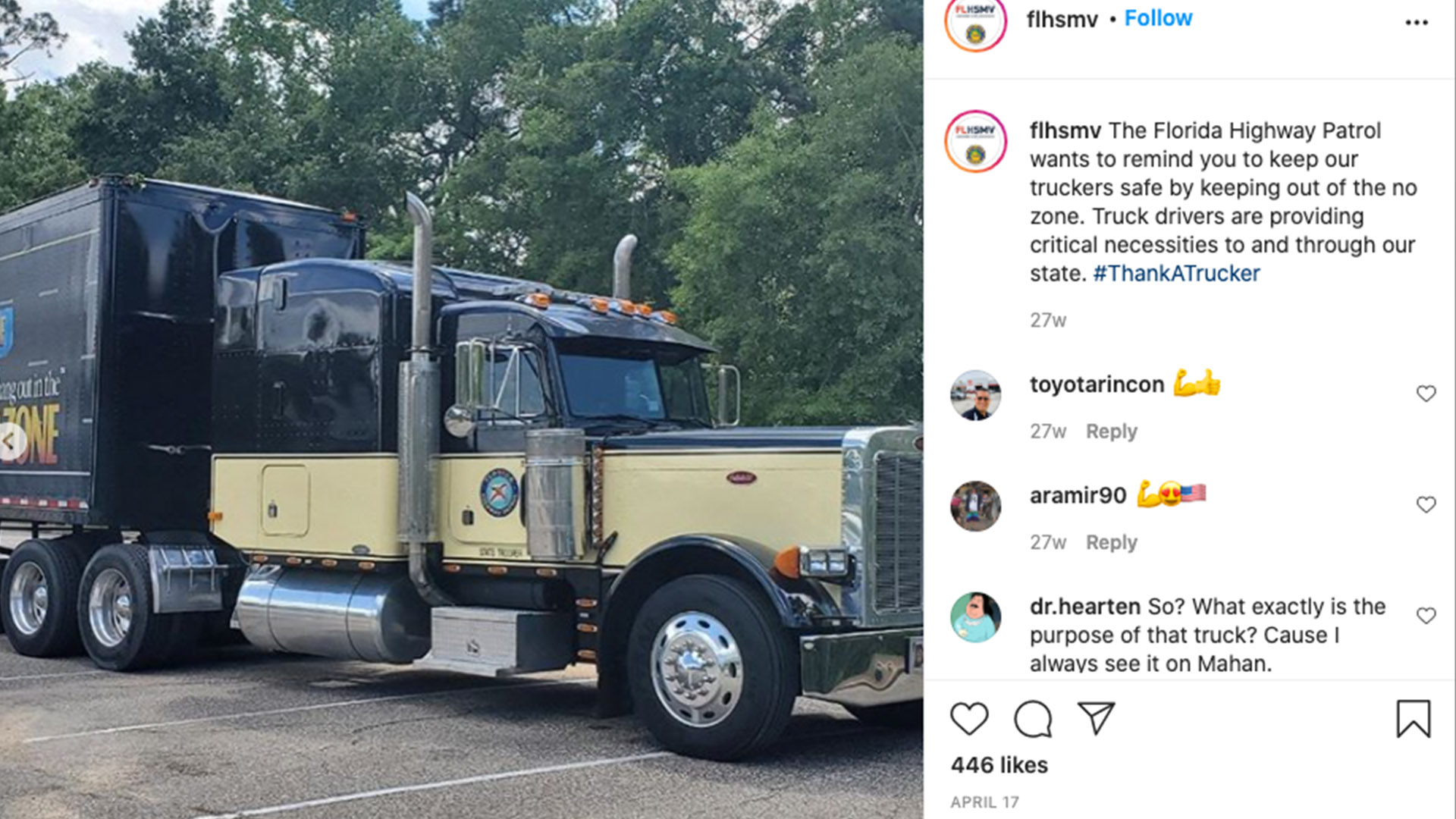 Florida Highway Patrol Now Uses Semi-Trucks for Traffic Stops