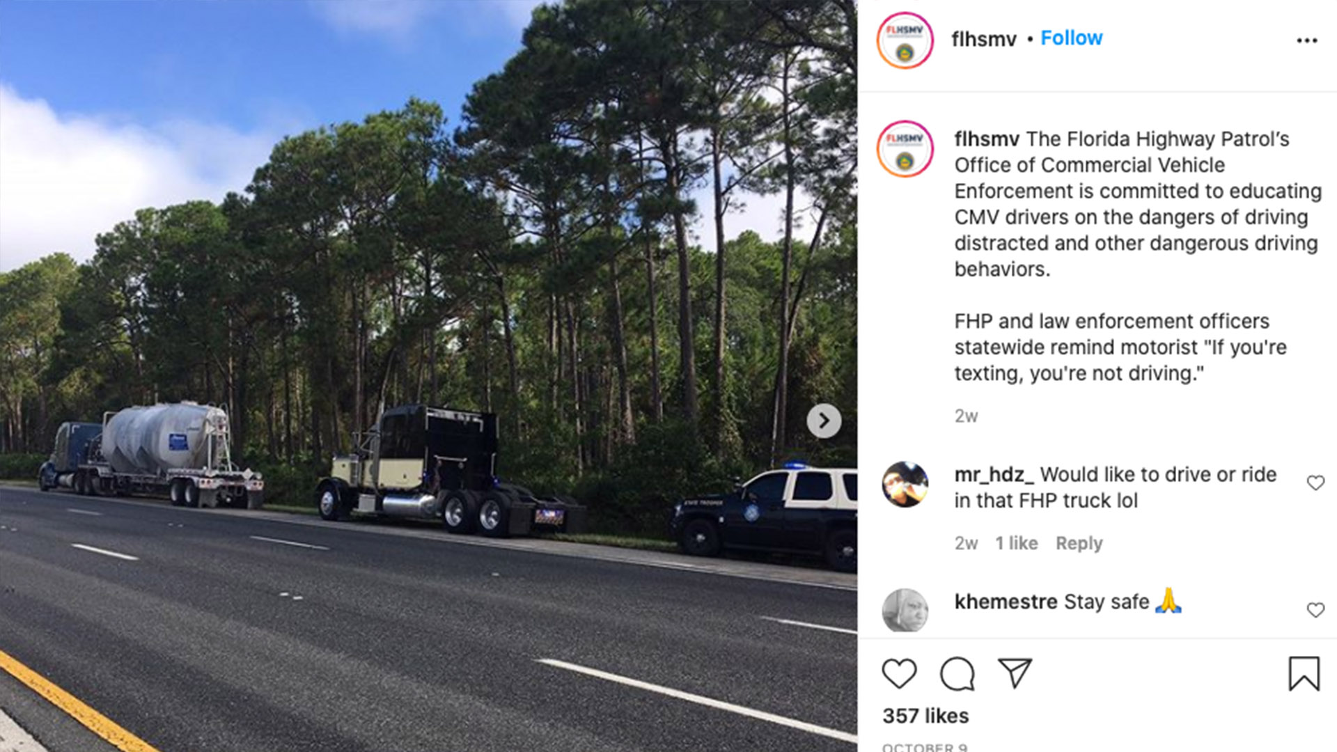 Florida Highway Patrol Now Uses Semi-Trucks for Traffic Stops